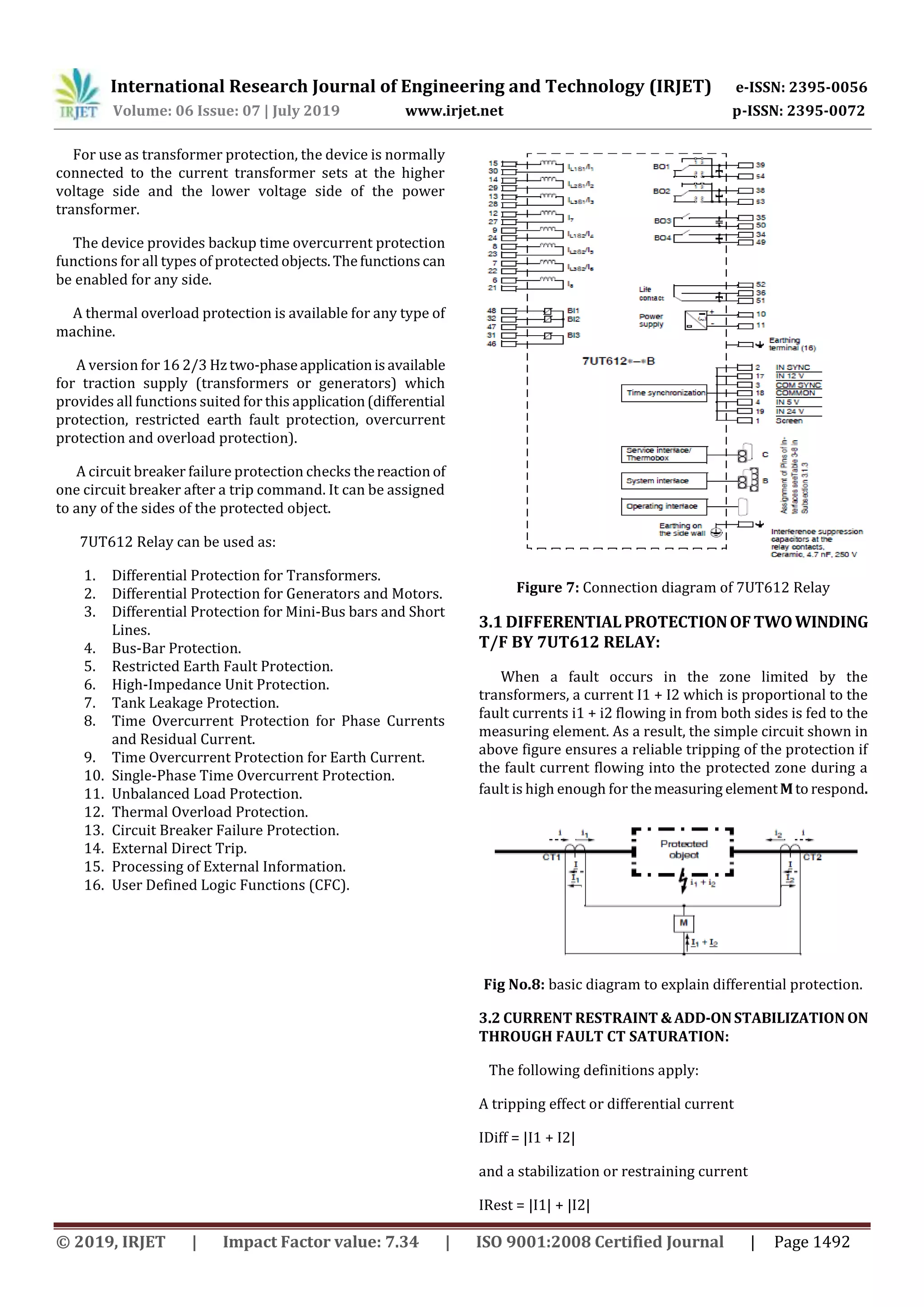 IRJET- Numerical Differential Protection of 220/132KV, 250 MVA Auto Transformer using Siemens ...