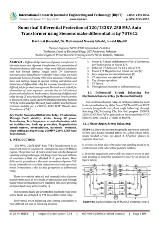 IRJET- Numerical Differential Protection of 220/132KV, 250 MVA Auto Transformer using Siemens ...