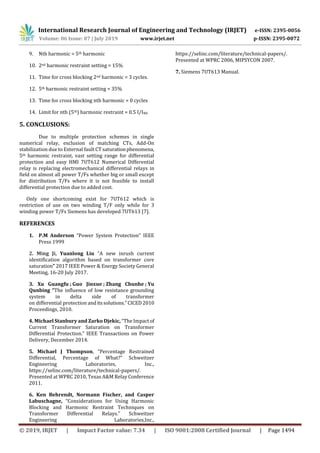 IRJET- Numerical Differential Protection of 220/132KV, 250 MVA Auto Transformer using Siemens ...