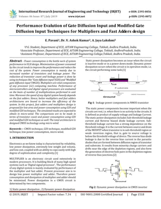 IRJET- Performance Evalution of Gate Diffusion Input and Modified Gate Diffusion Input ...