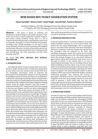 IRJET- RFID based Bus Ticket Generation System | PDF