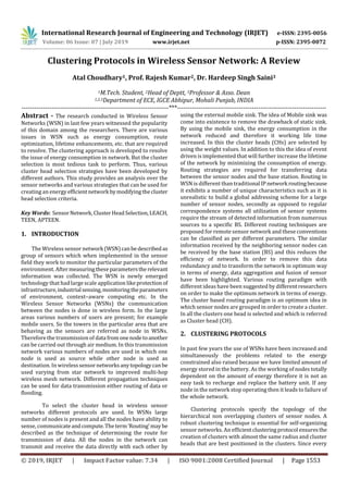 IRJET- Clustering Protocols in Wireless Sensor Network: A Review | PDF