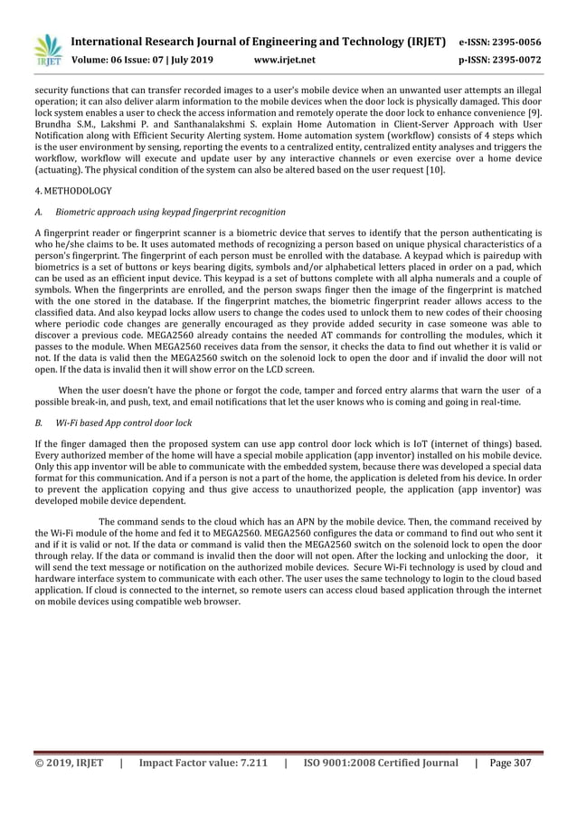 Irjet Design And Implementation Of Smart Home Security System Based On