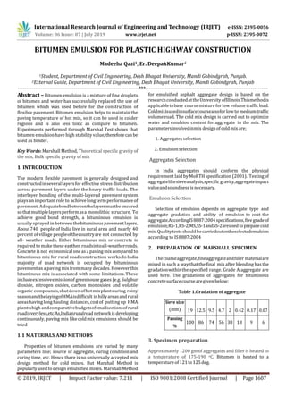 IRJET- Bitumen Emulsion for Plastic Highway Construction | PDF