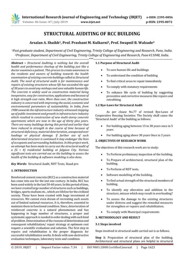 IRJET- Structural Auditing of RCC Building | PDF