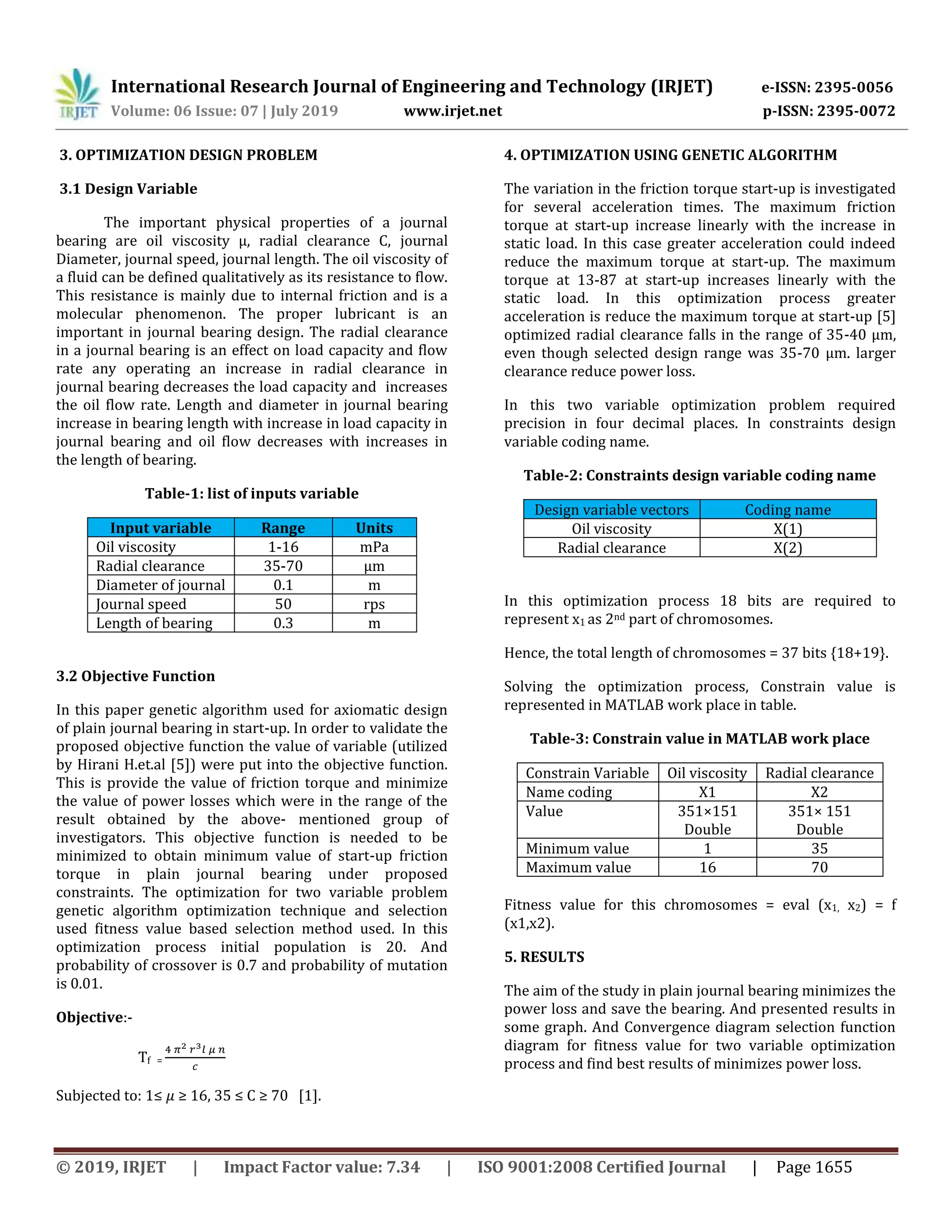 IRJET- Minimize the Power Loss in Plain Journal Bearing and Design ...