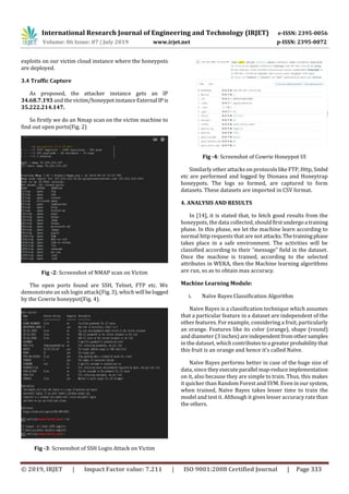IRJET- A Cloud based Honeynet System for Attack Detection using Machine Learning Techniques | PDF