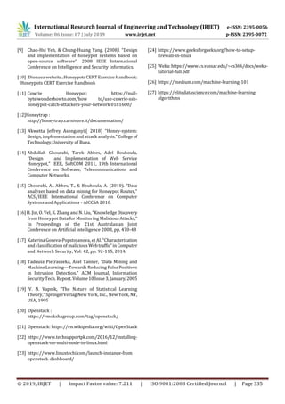 IRJET- A Cloud based Honeynet System for Attack Detection using Machine Learning Techniques | PDF