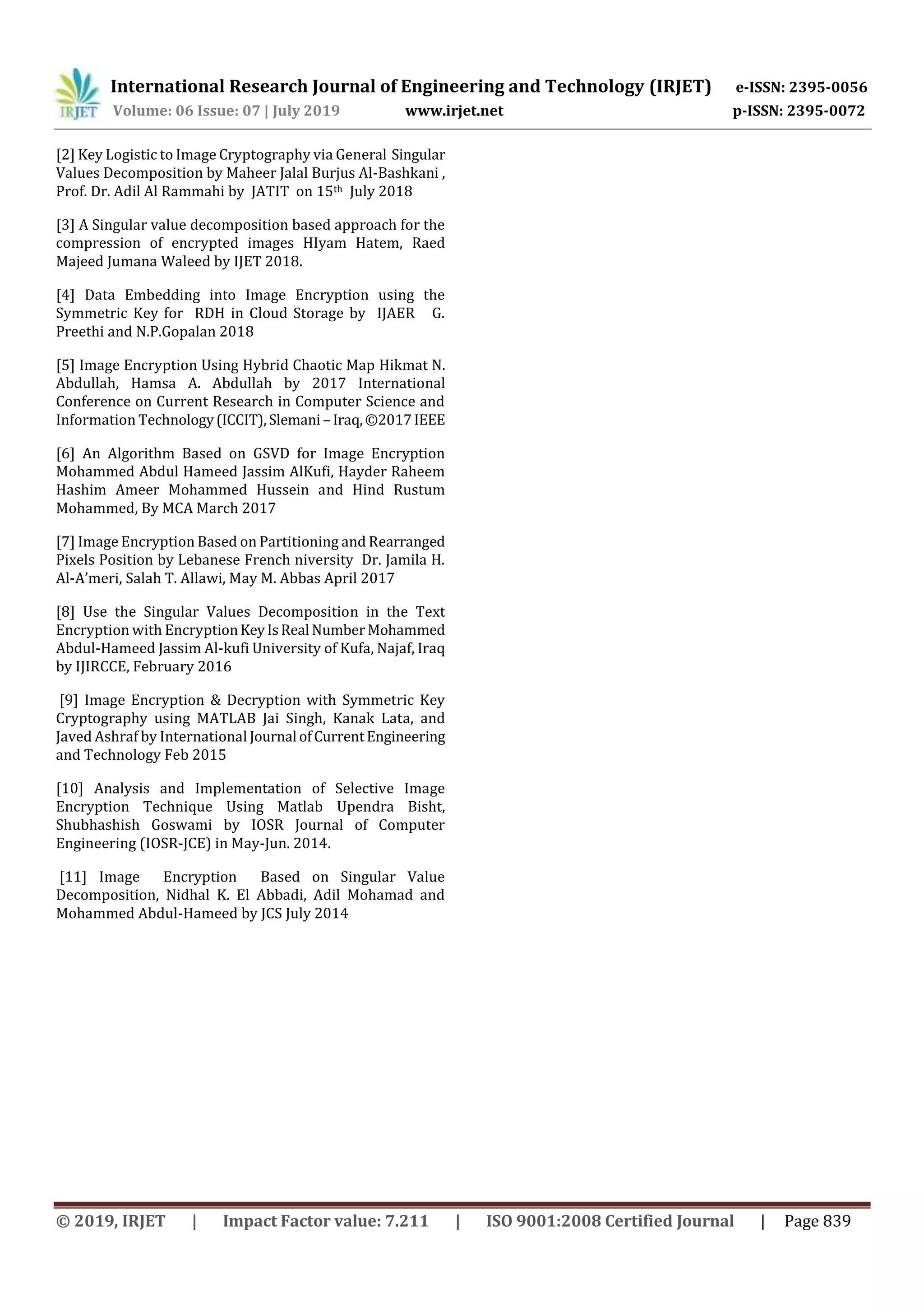 IRJET- GSVD Algorithm for Image Encryption | PDF