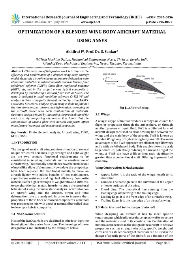 IRJET- Optimization of a Blended Wing Body Aircraft Material using ...