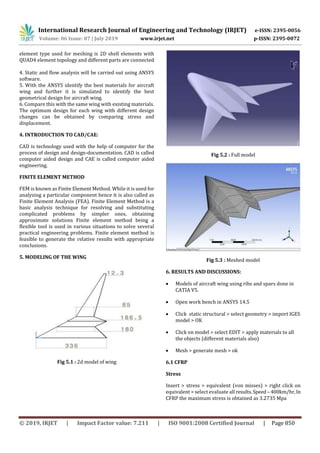 IRJET- Optimization of a Blended Wing Body Aircraft Material using Ansys | PDF