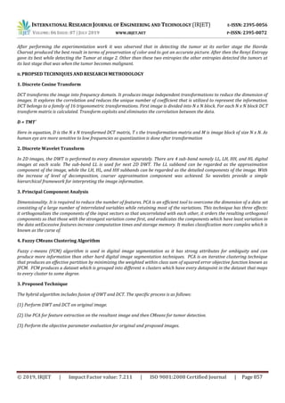 IRJET- Brain Tumor Detection using Hybrid Model of DCT DWT and Thresholding | PDF