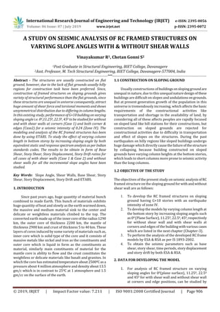IRJET- A Study on Seismic Analysis of RC Framed Structures on Varying Slope Angles with ...