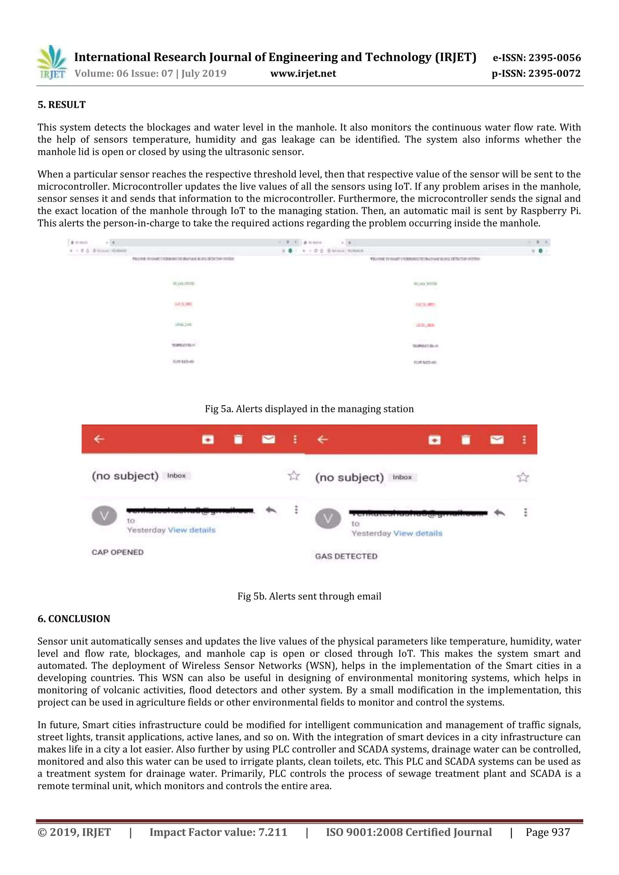 IRJET- Smart Real Time Manhole Monitoring System | PDF