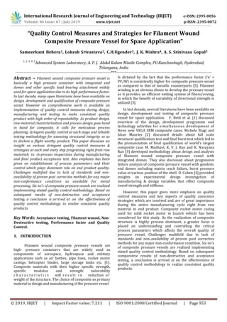 IRJET- Quality Control Measures and Strategies for Filament Wound Composite Pressure Vessel for ...