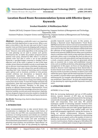 IRJET- Location-Based Route Recommendation System with Effective Query Keywords | PDF