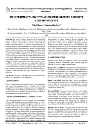 IRJET- An Experimental Investigation on Reinforced Concrete Containing GGBFS | PDF