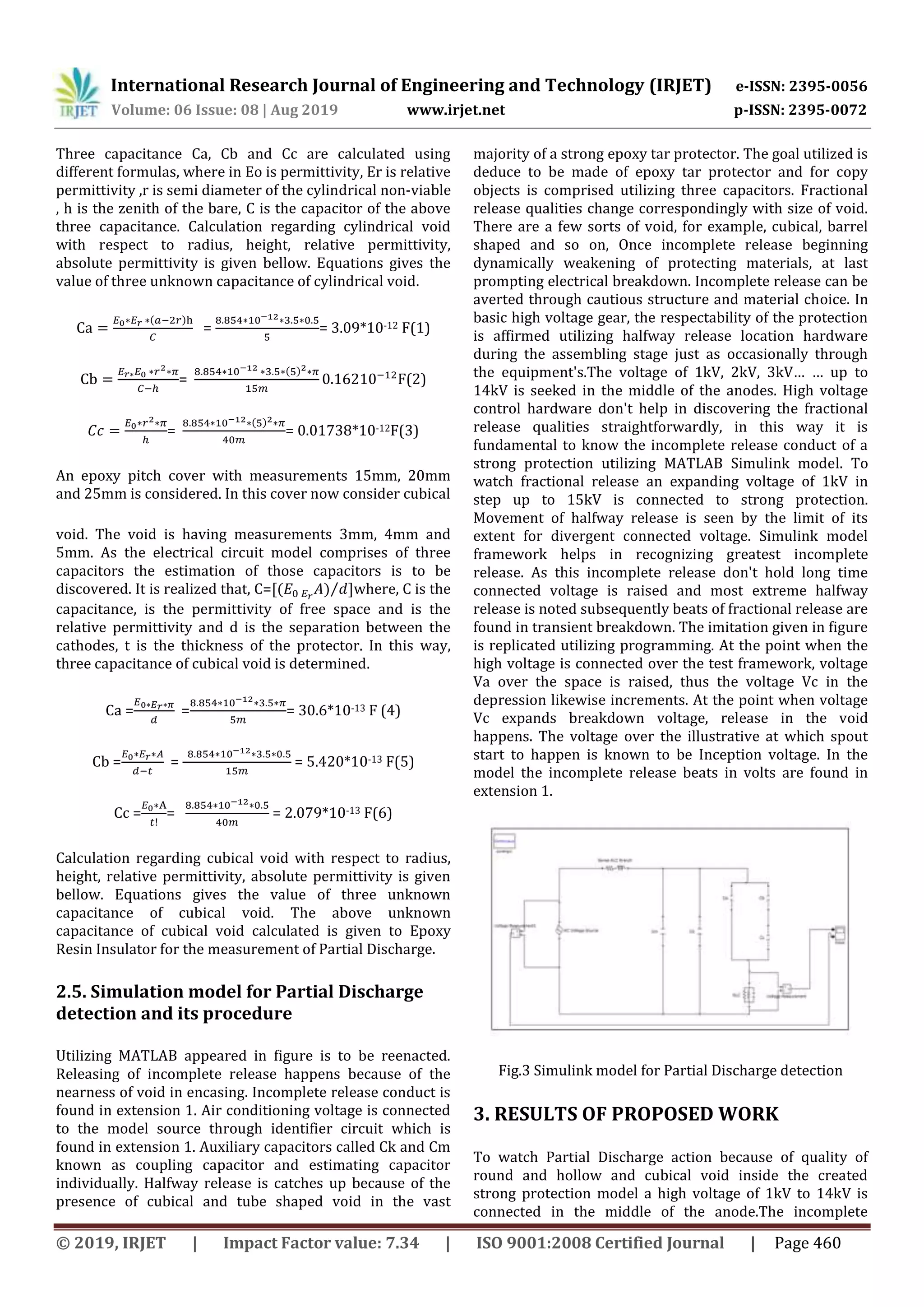 Irjet Partial Discharge Investigation Of Insulators Using Simulation Pdf Physics Science