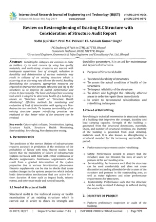 IRJET- Review on Restrengthening of Existing R.C Structure with ...