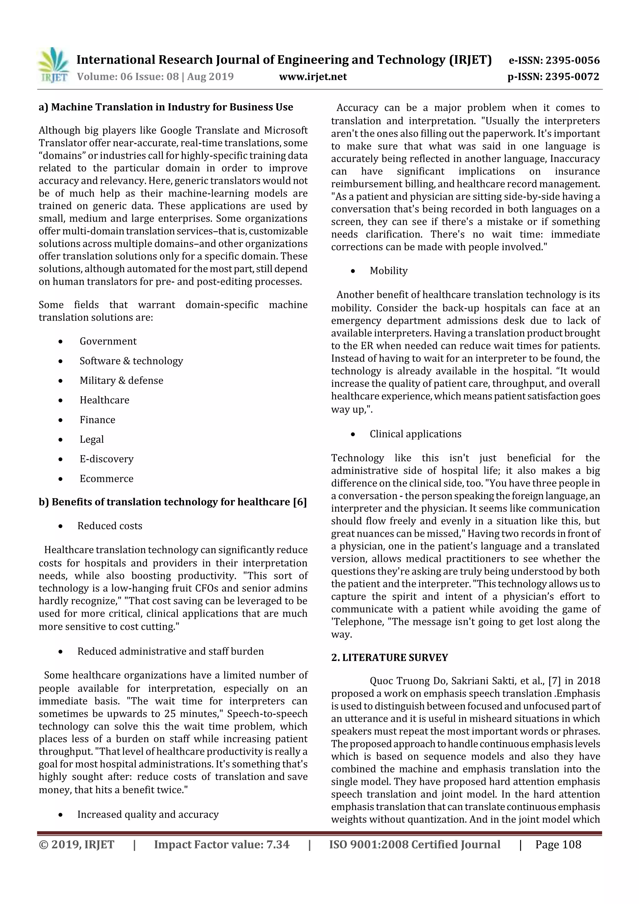 IRJET- Speech Translation System for Language Barrier Reduction | PDF