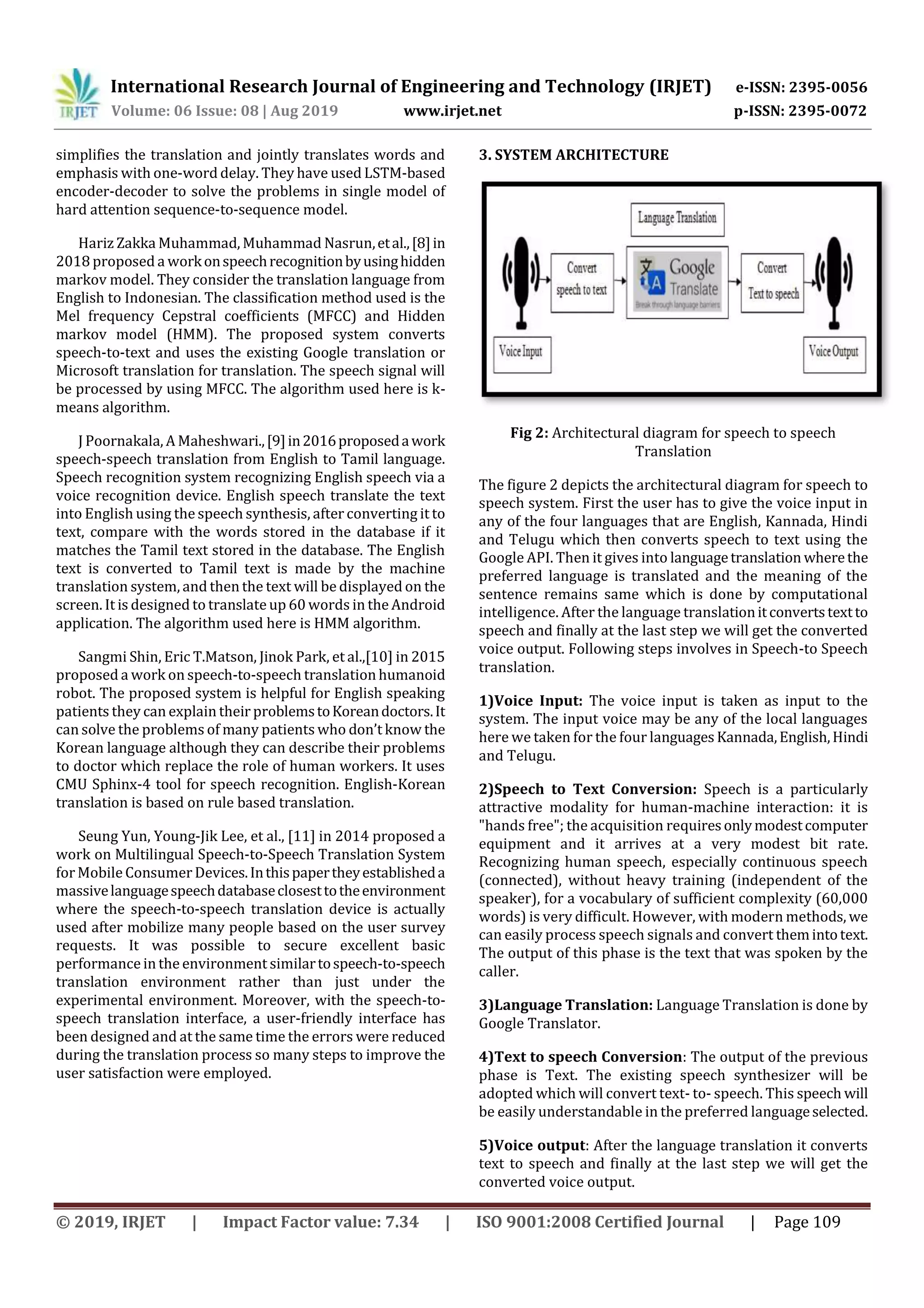 IRJET- Speech Translation System for Language Barrier Reduction | PDF