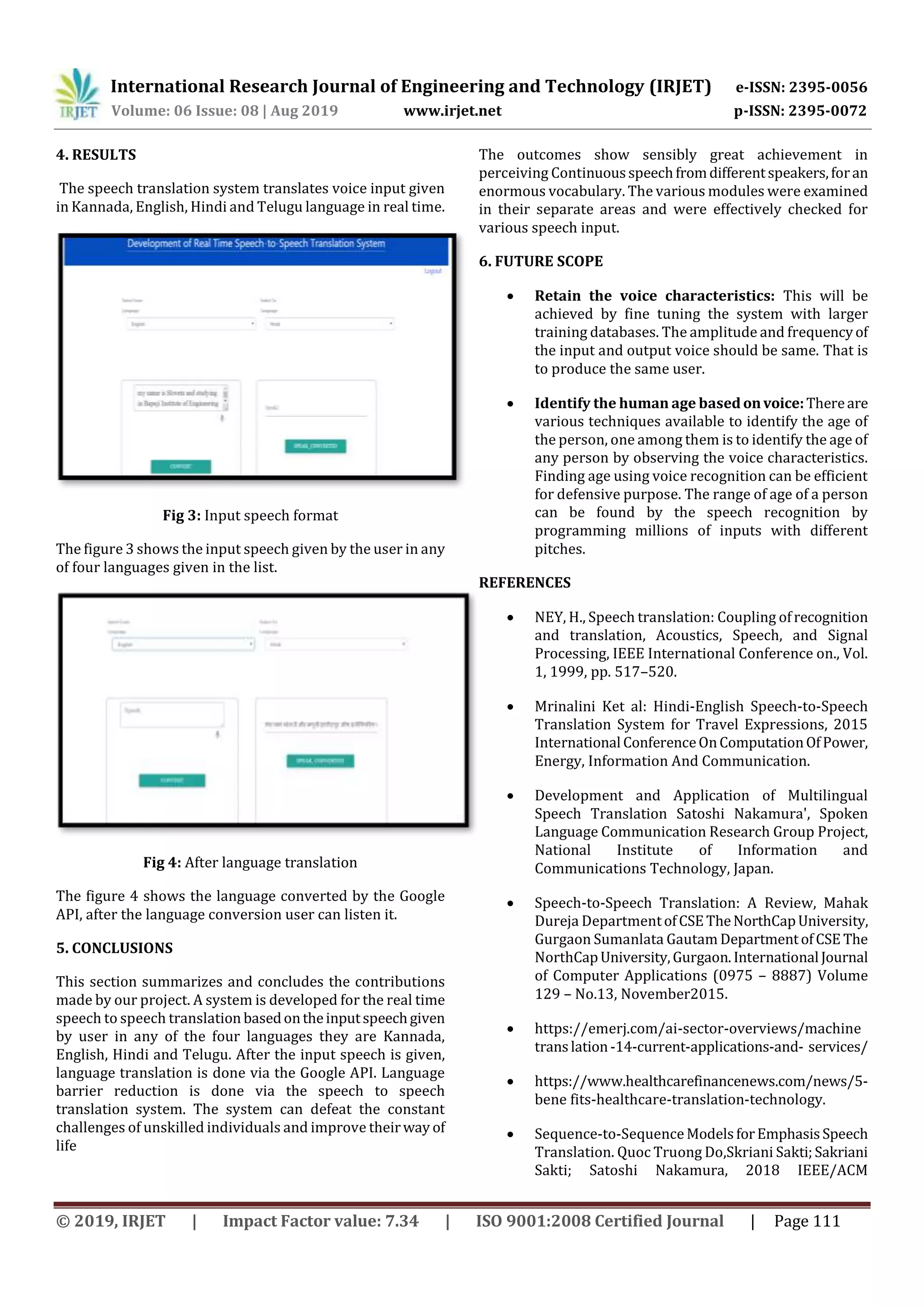 IRJET- Speech Translation System for Language Barrier Reduction | PDF
