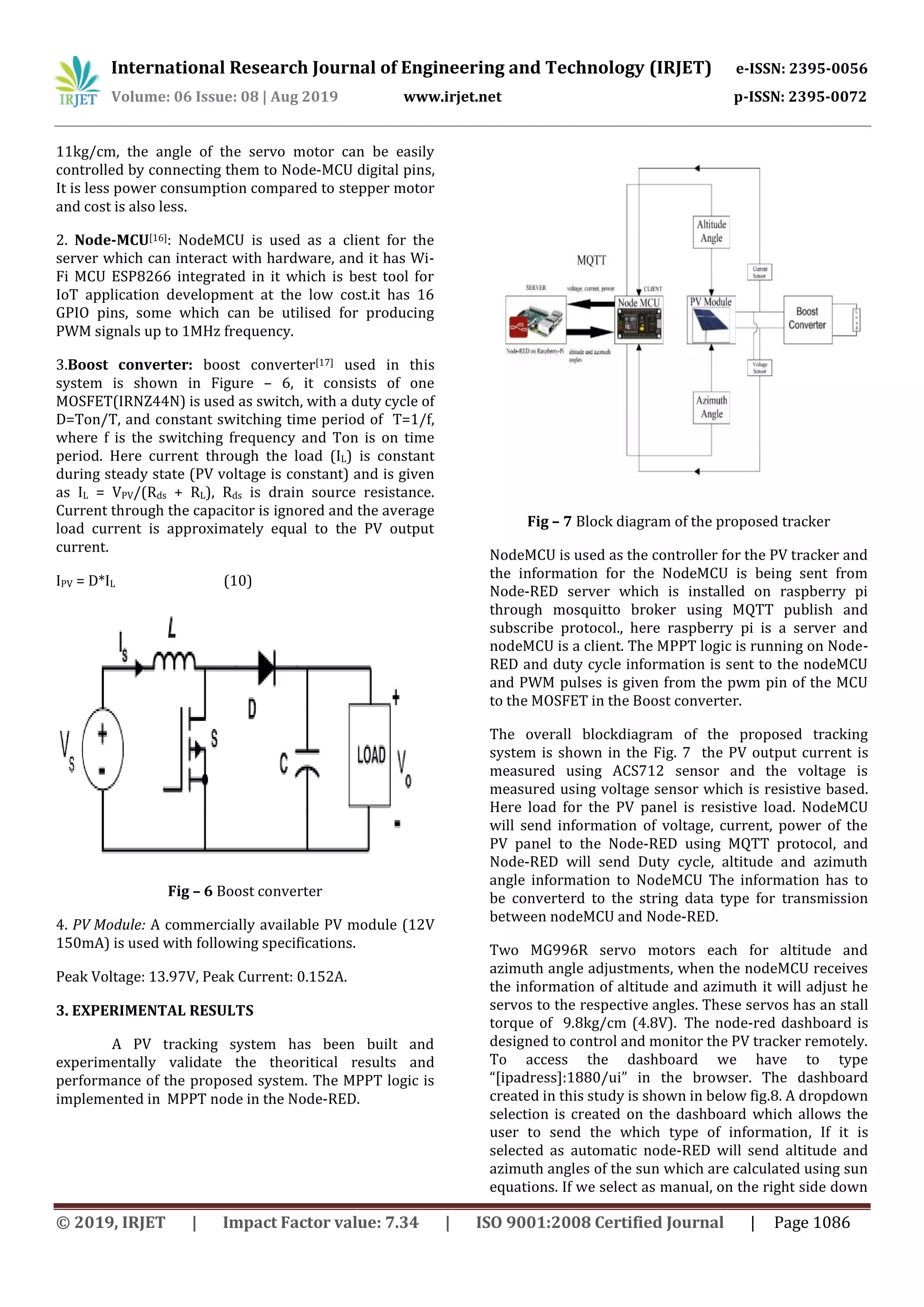 IRJET- Implementation of IoT based Dual Axis Photo-Voltaic Solar Tracker with MPPT using ...