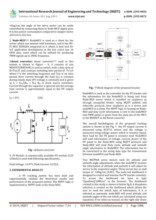 IRJET- Implementation of IoT based Dual Axis Photo-Voltaic Solar Tracker with MPPT using ...