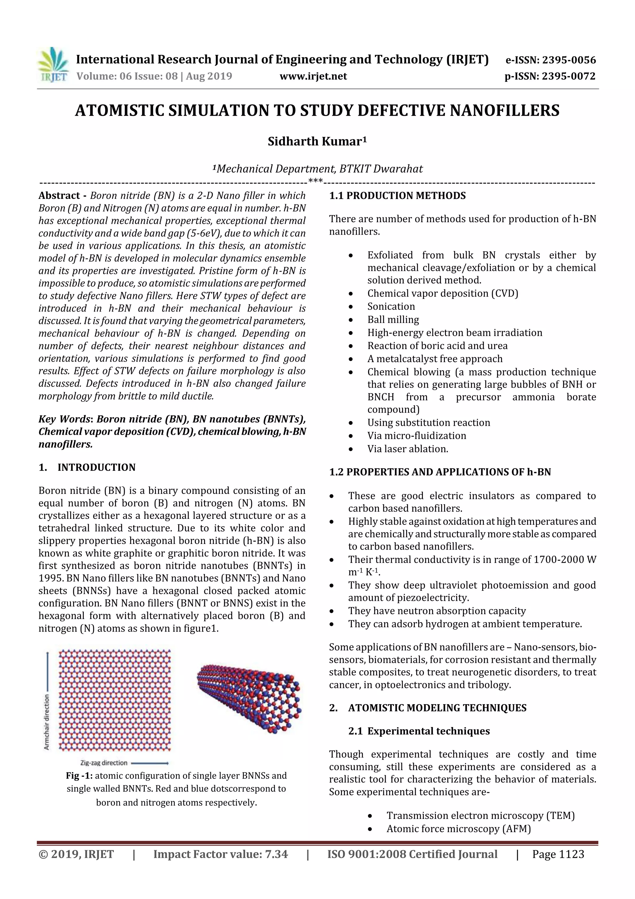 IRJET- Atomistic Simulation to Study Defective Nanofillers | PDF