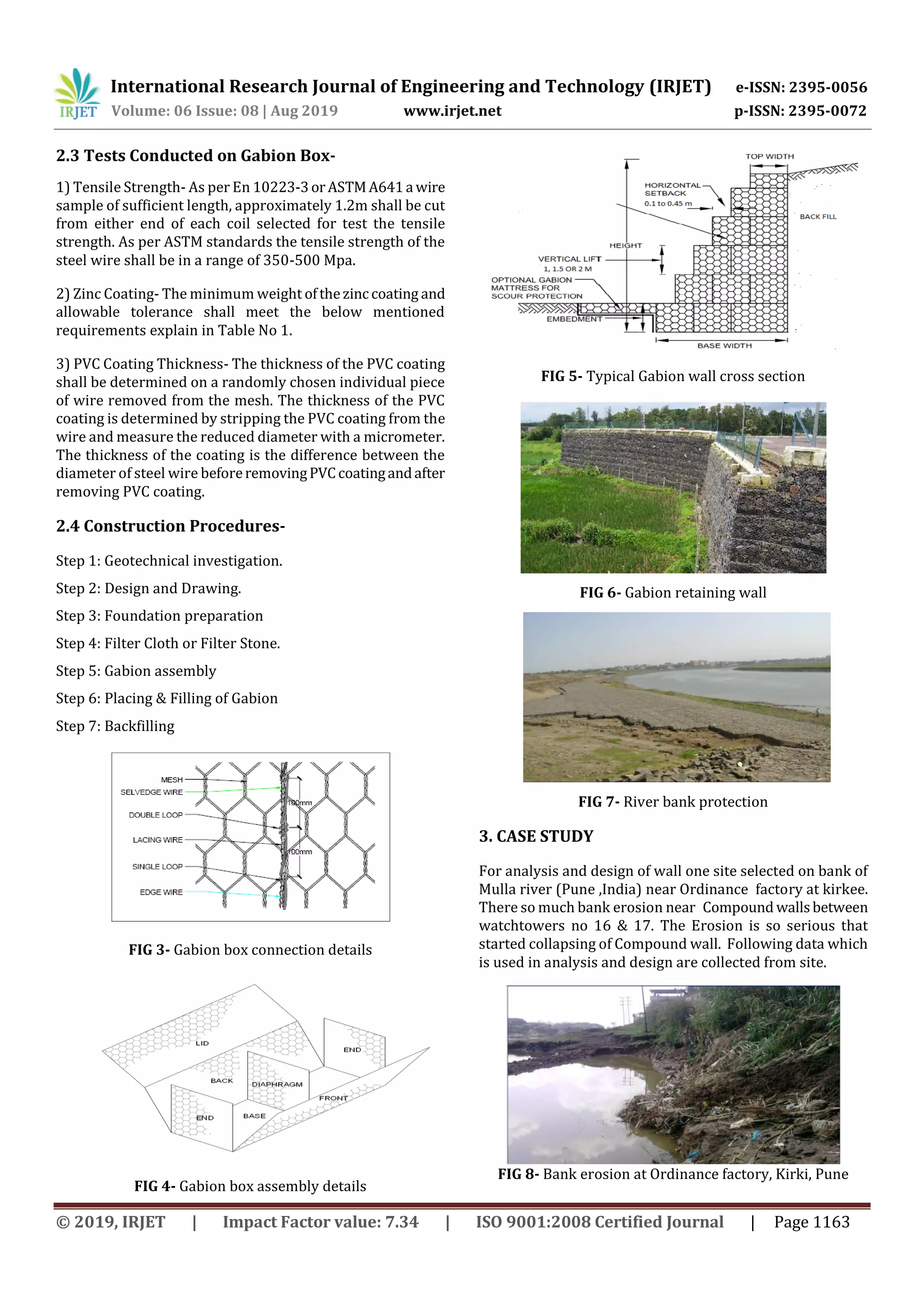 IRJET- Techno-Economical Analysis of Gabion Retaining Wall Against ...