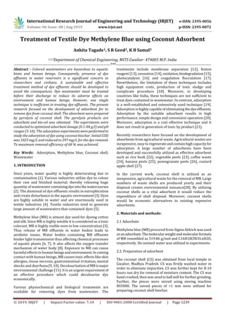 IRJET- Treatment of Textile Dye Methylene Blue using Coconut Adsorbent ...