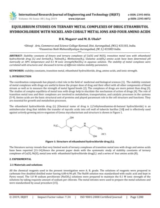 IRJET- Equilibrium Studies on Ternary Metal Complexes of Drug ...