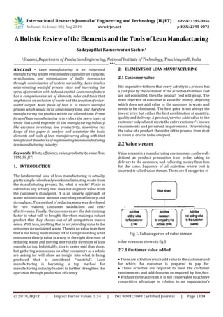 IRJET- A Holistic Review of the Elements and the Tools of Lean Manufacturing | PDF