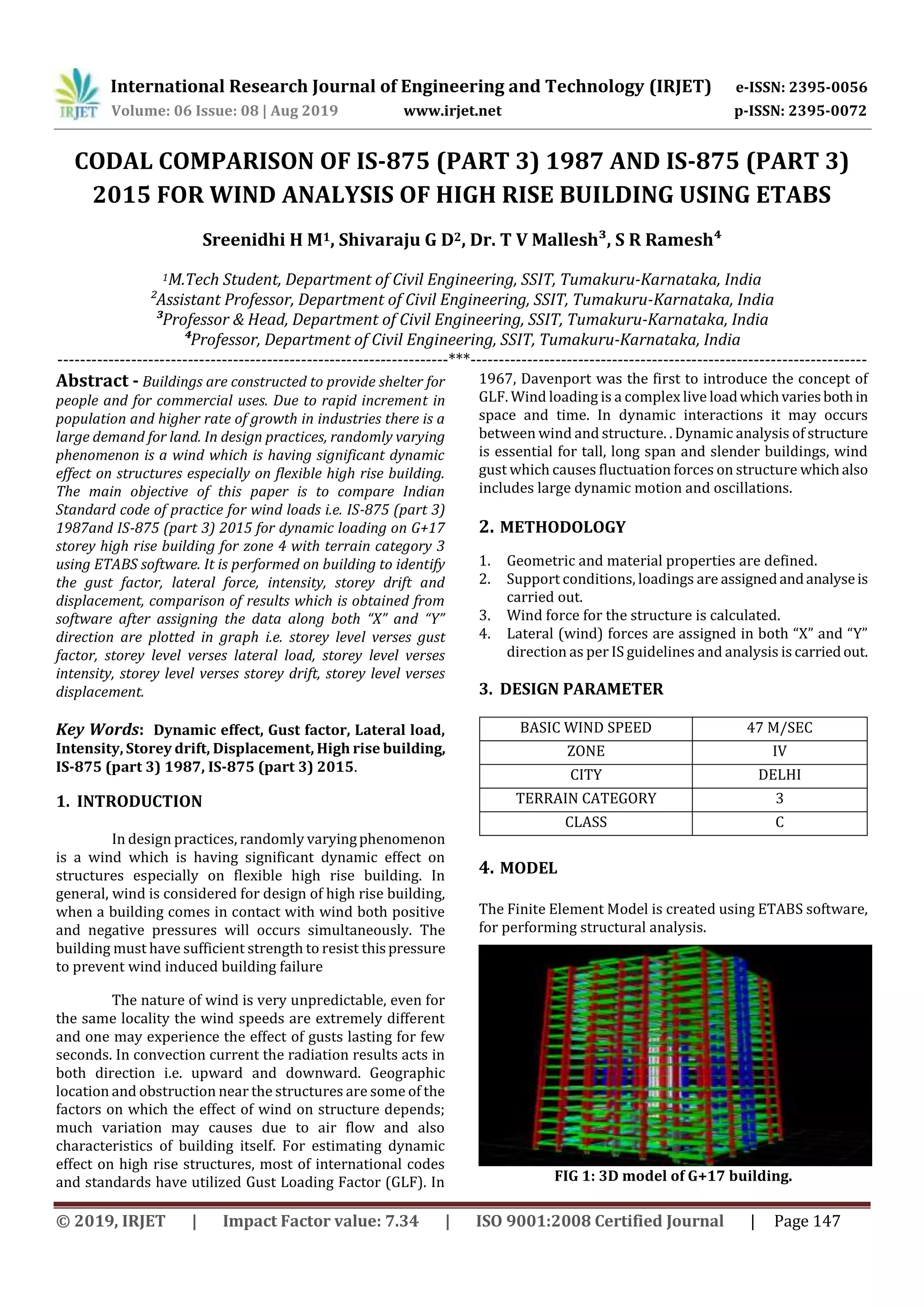 IRJET- Codal Comparison of IS-875 (Part 3) 1987 and IS-875 (Part 3) 2015 for Wind Analysis of ...