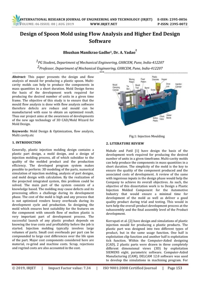 IRJET- Design of Spoon Mold using Flow Analysis and Higher End Design ...
