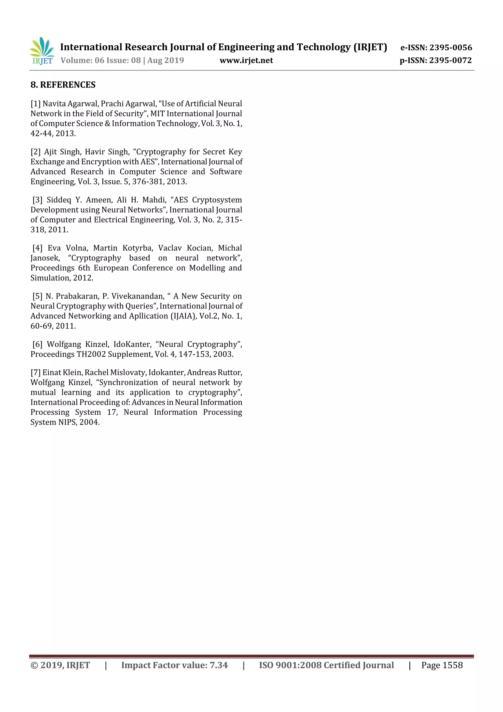 IRJET- Symmetric Cryptography using Neural Networks | PDF