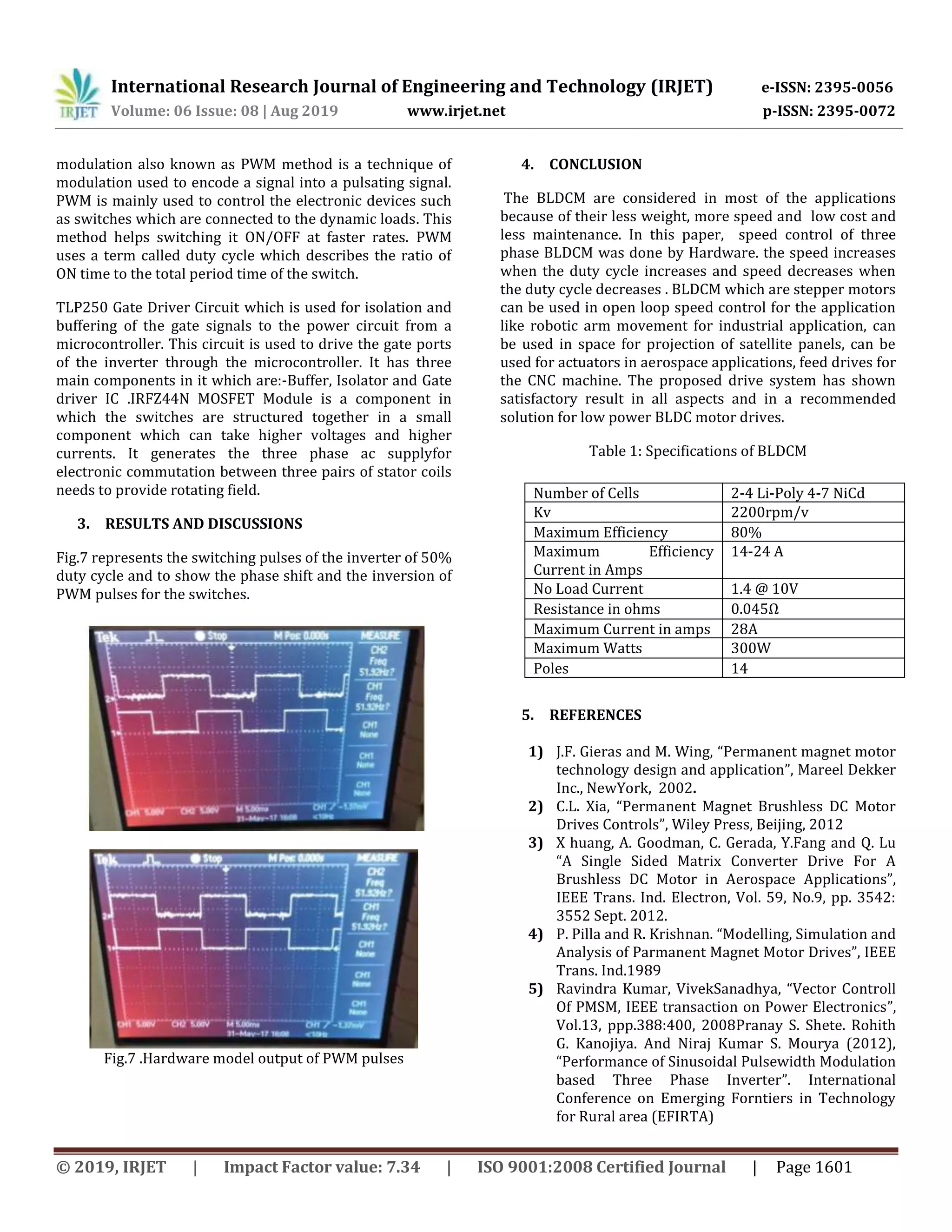 IRJET- Speed Control of Brushless DC Motor using Pulse Width Modulation ...