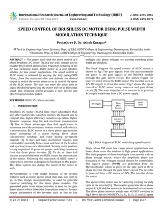 IRJET- Speed Control of Brushless DC Motor using Pulse Width Modulation Technique | PDF