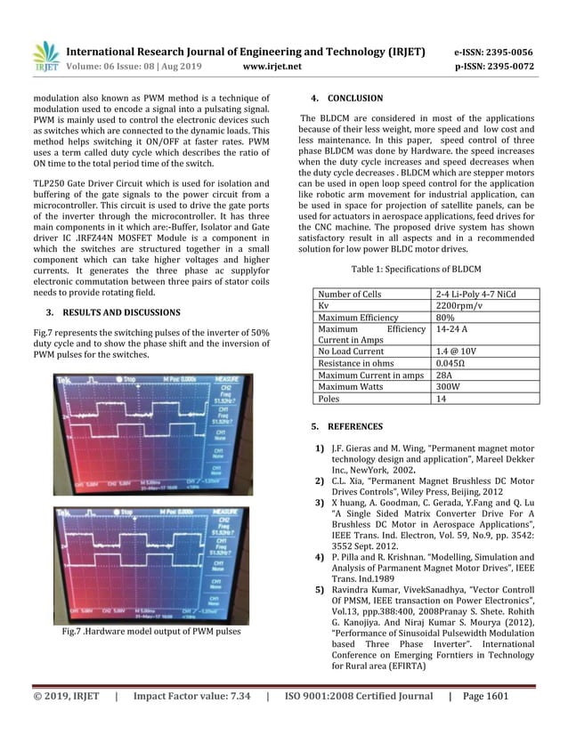 IRJET- Speed Control of Brushless DC Motor using Pulse Width Modulation Technique | PDF