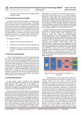 IRJET- Review on Depression Prediction using Different Methods | PDF