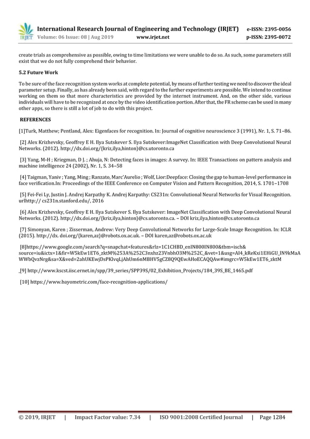 IRJET- Face Recognition using Landmark Estimation and Convolution Neural Network | PDF