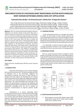 IRJET- Implementation of Continues Body Monitoring System with Wireless Body Sensor Networks ...