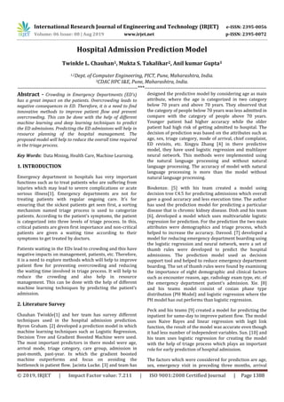 IRJET- Hospital Admission Prediction Model | PDF