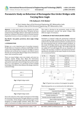 IRJET- Parametric Study on Behaviour of Rectangular Box Girder Bridges with Varying Skew Angle | PDF