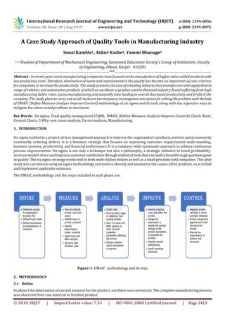 IRJET- A Case Study Approach of Quality Tools in Manufacturing Industry | PDF | Mechanical and ...
