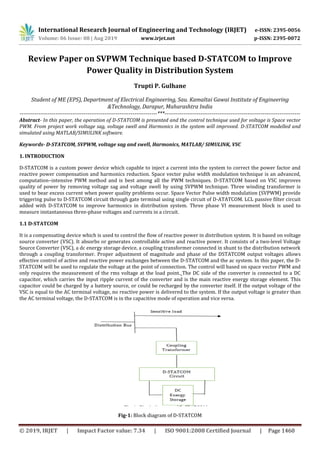 IRJET- Review Paper on SVPWM Technique based D-STATCOM to Improve Power Quality in Distribution ...