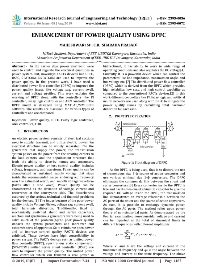 IRJET- Enhancement of Power Quality using DPFC | PDF