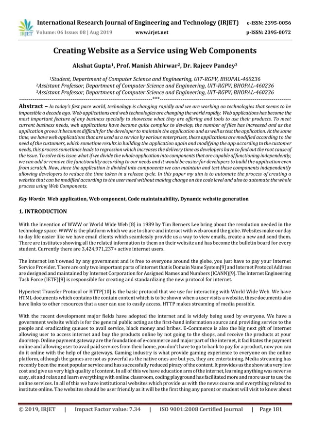 IRJET- Creating Website as a Service using Web Components | PDF