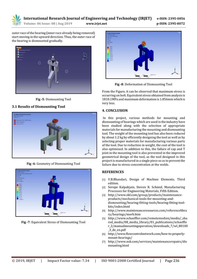 IRJET- Design, Analysis and Optimization of Mounting and Dismounting Tool for Bearing | PDF