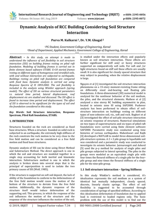 IRJET- Dynamic Analysis of RCC Building Considering Soil Structure Interaction | PDF